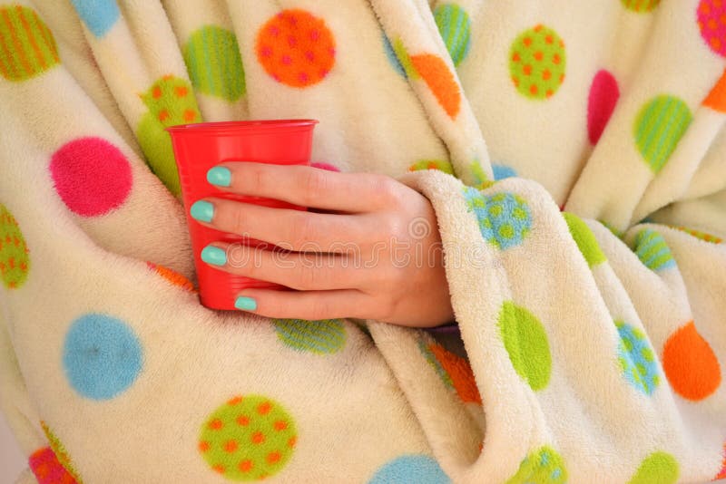 Woman Holding a Cup in a Robe Stock Image - Image of beverage, cafe ...