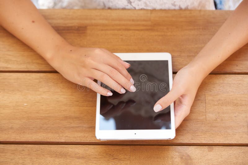 Woman Holding Digital Tablet in Her Hand Stock Image - Image of tablet ... Woman Holding Digital Tablet in Her Hand Stock Image - Image of tablet ...