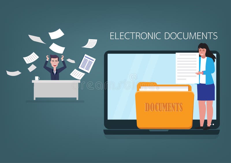 Woman Holding Documents in Folder. Electronic Document Concept Stock ...