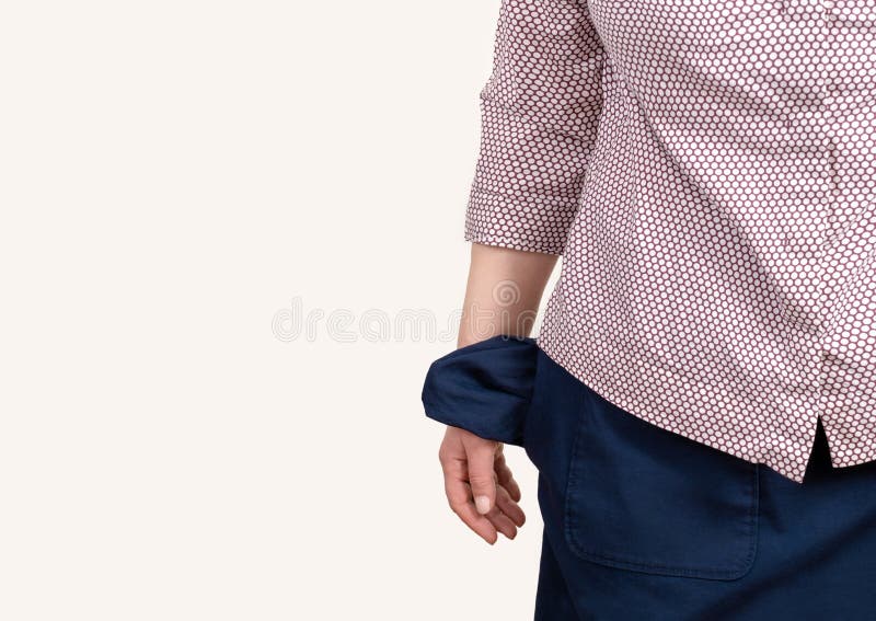 Woman Empty Pockets Isolated White Background Hand Black Stock Photo ...