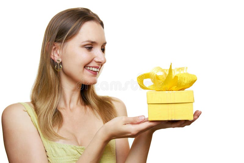 Woman holding gift box stock image. Image of gift, isolate - 20227553