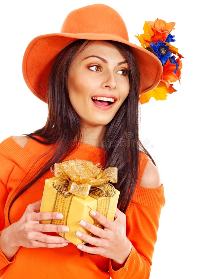 Woman holding gift box . stock photo. Image of holiday - 26671616