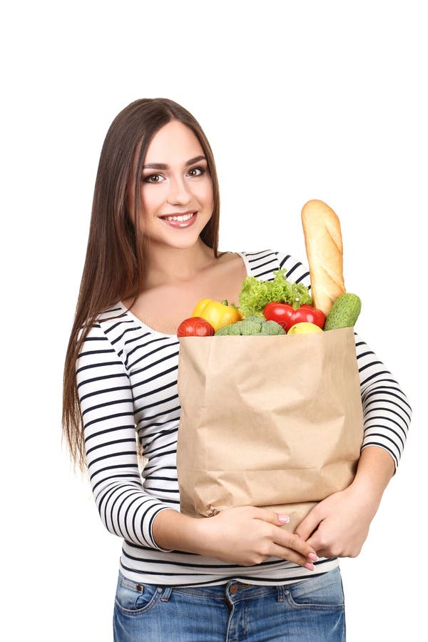 Woman Holding Grocery Shopping Bag Stock Image - Image of background ... Woman Holding Grocery Shopping Bag Stock Image - Image of background ...