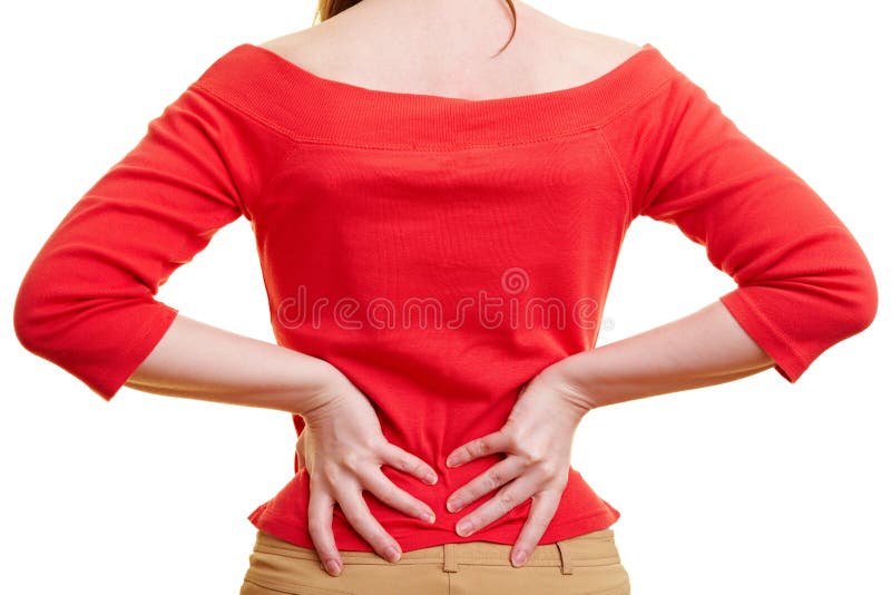 Woman Holding Hands on Her Back Stock Photo - Image of caucasian, shot ...