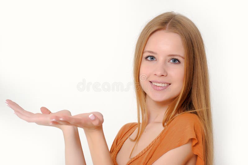 Woman Holding Hands For Product Placement Stock Image - Image of ...