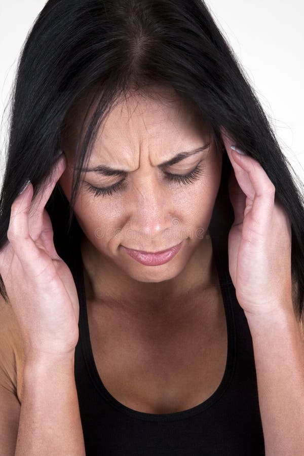Woman Holding Her Head in Her Hands Stock Photo - Image of indoors ... Woman Holding Her Head in Her Hands Stock Photo - Image of indoors ...