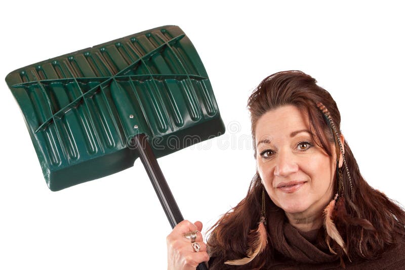 Woman Holding Her Snow Shovel Stock Image - Image of coat, shovel: 22537081