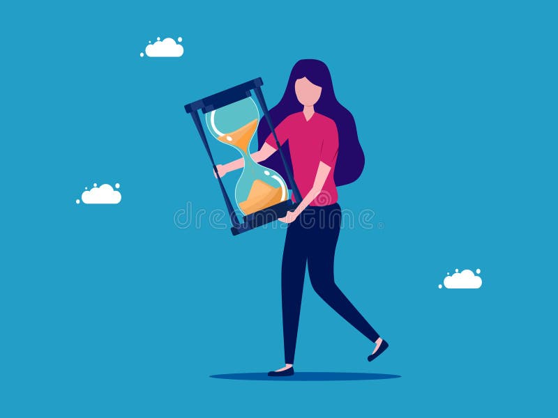 Woman Holding an Hourglass. Value of Time Stock Vector - Illustration ...