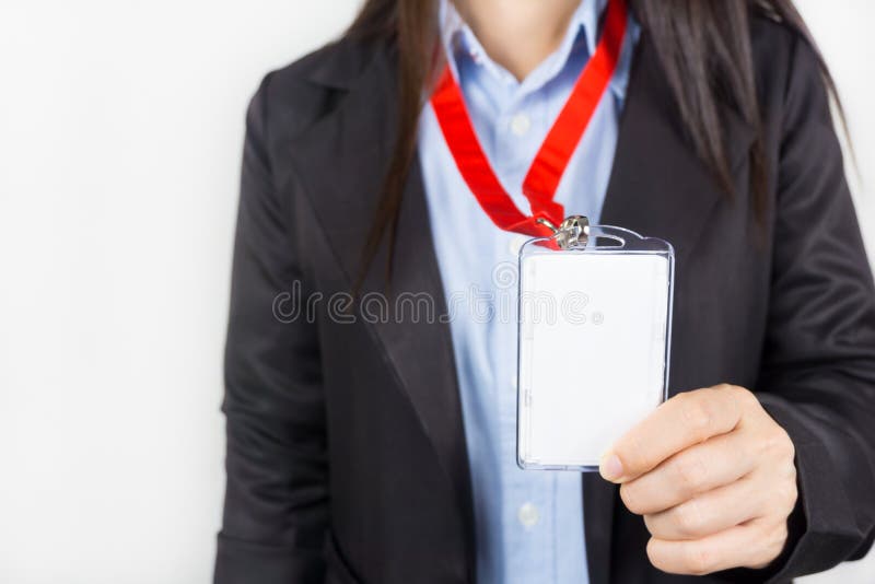 Woman Holding Identification Card. Stock Image - Image of hanging ...