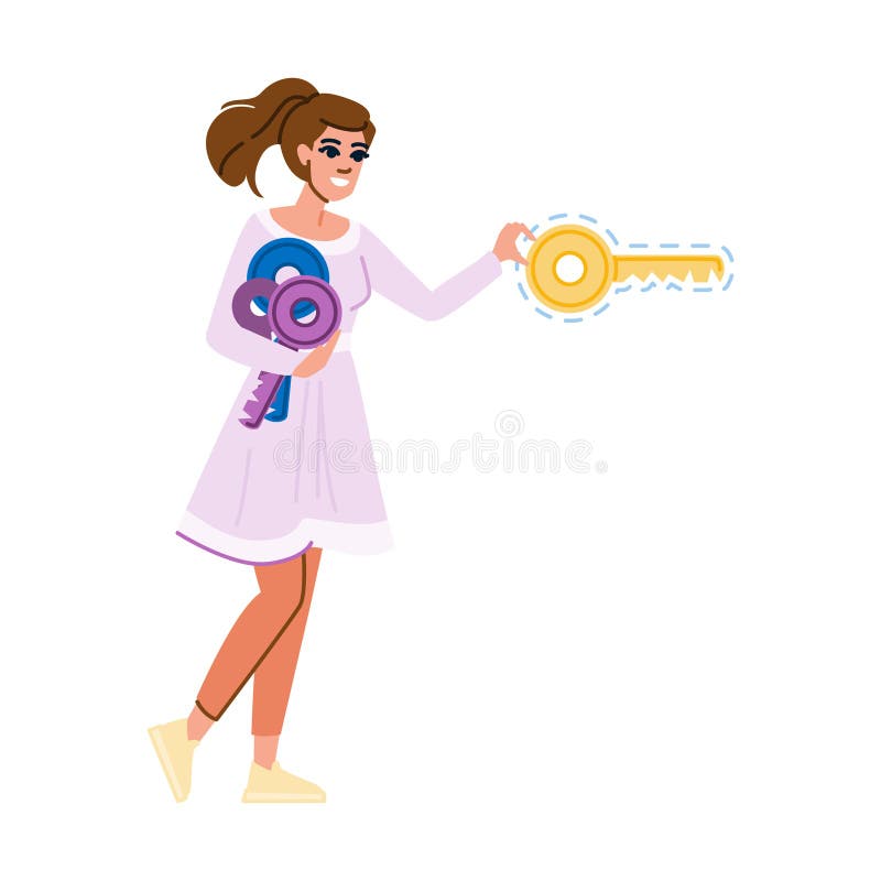 Woman Holding Keys Choosing Correct Solution for Problem Solving Stock ...