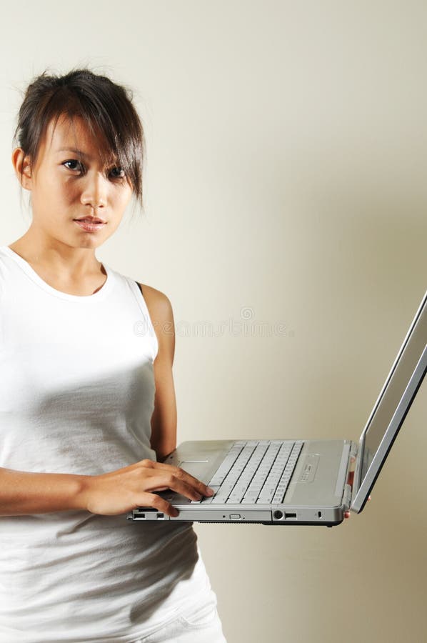 Woman Holding a Laptop stock photo. Image of lady, woman - 7813858
