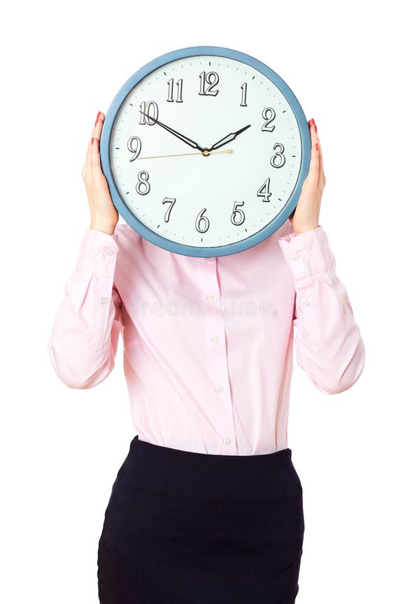 Woman Holding a Large Clock Face. Stock Image - Image of hand ...