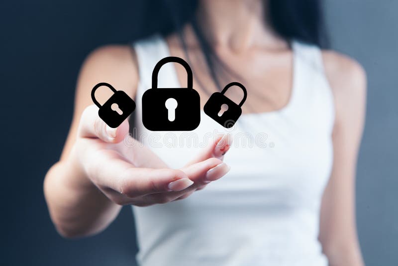 Woman Holding Locks in Hand Stock Image - Image of hologram, protection ...