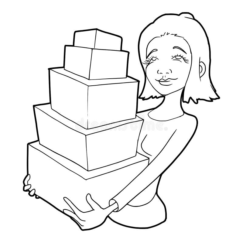 Woman Holding Many Boxes Icon, Outline Style Stock Illustration ... Woman Holding Many Boxes Icon, Outline Style Stock Illustration ...