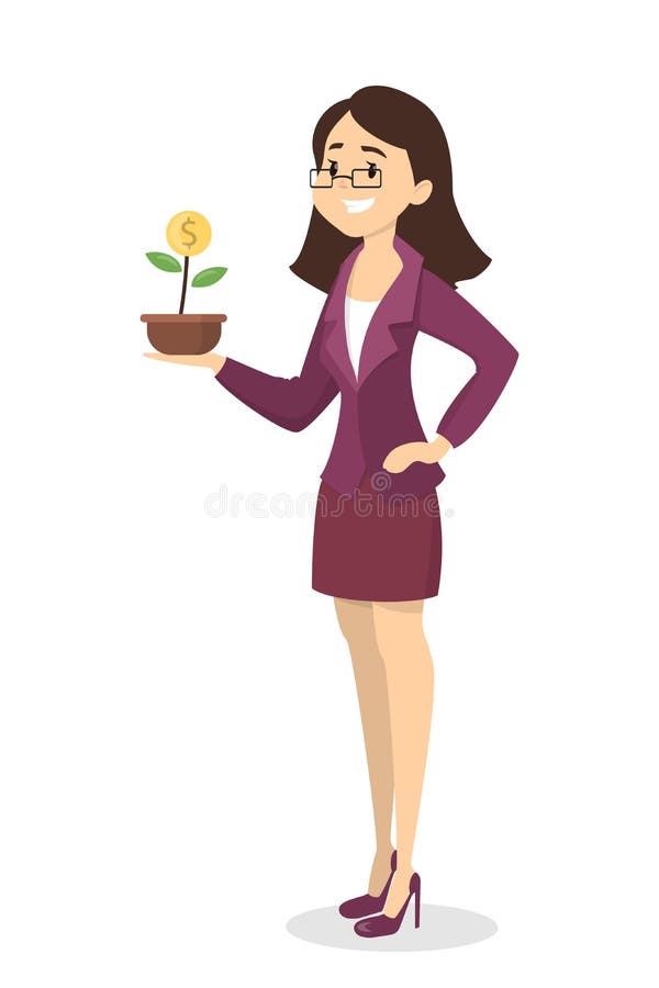 Woman with money tree. stock vector. Illustration of hands - 101962021