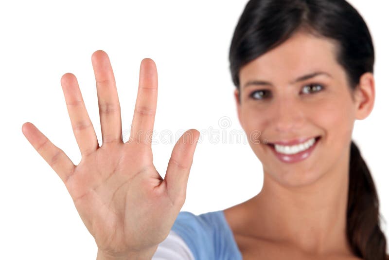 Woman holding out hand stock image. Image of lady, looking - 23492549