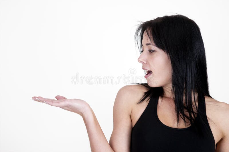 Woman holding out her hand stock image. Image of gesture - 17984775