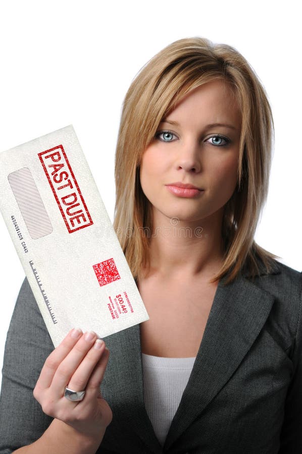 Woman Holding Past Due Envelope Stock Image - Image of agency, business ...