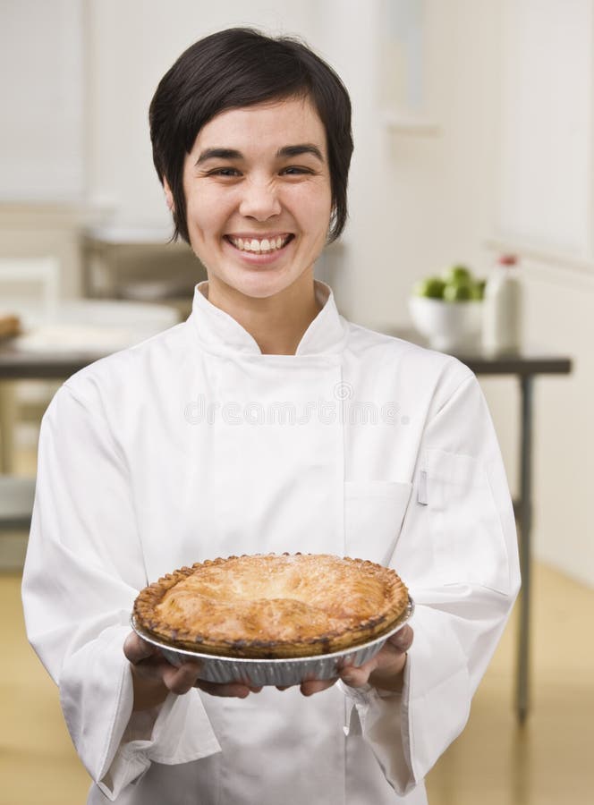 Woman Holding Pie stock image. Image of chef, happy, diverse - 10320963