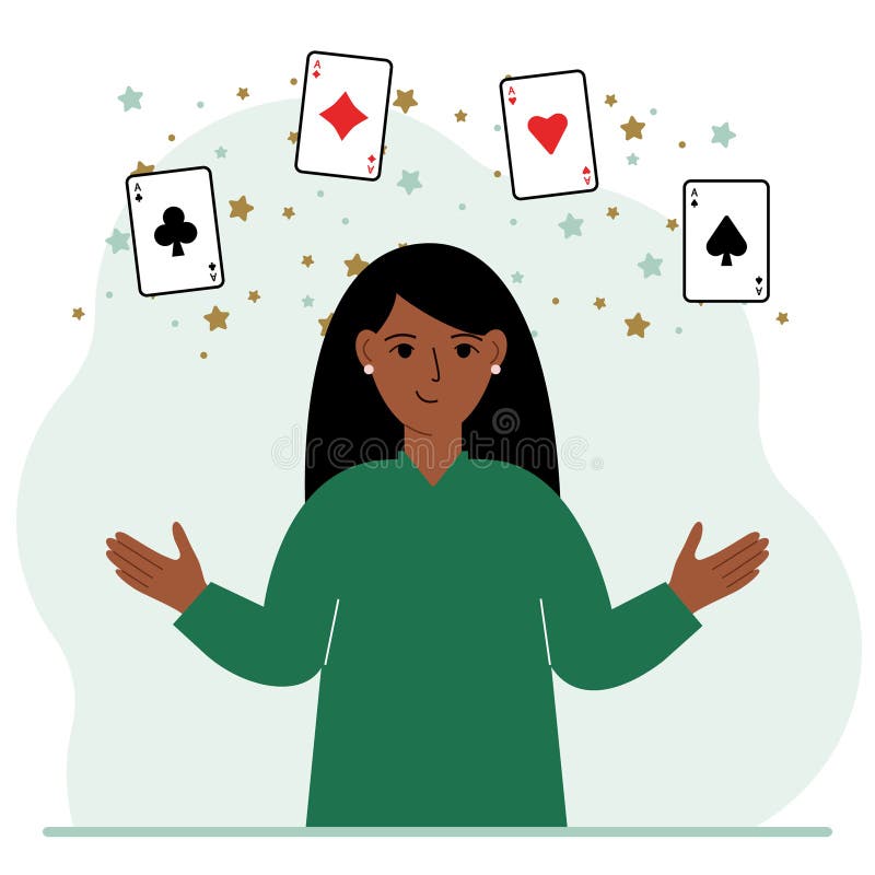 Woman Holding Playing Cards Cards. Playing Combination of 4 Aces or ...