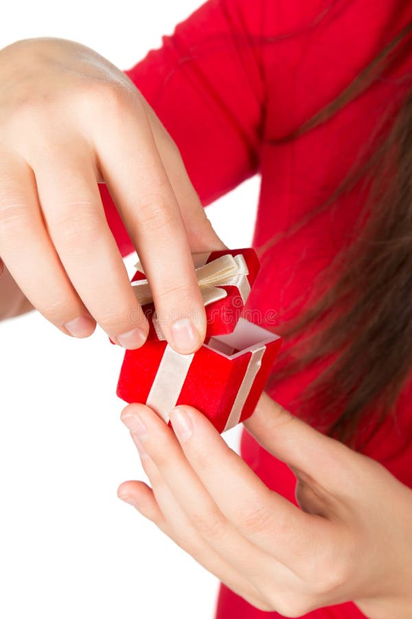 Woman Holding Present on Her Hands Stock Photo - Image of people, happy ...