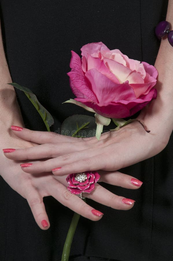 Woman Holding Rose stock image. Image of hand, hold, girlfriend - 29472155