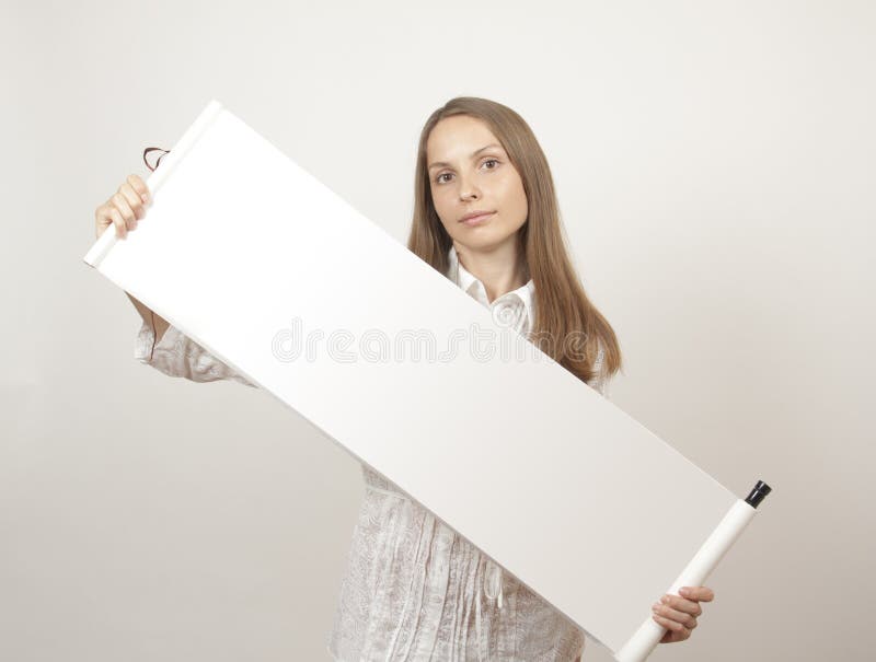 Woman holding scroll stock photo. Image of holding, white - 27456862