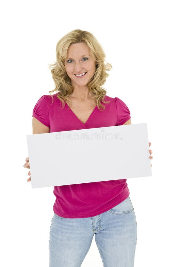 Woman holding sign stock photo. Image of adult, female - 4821732