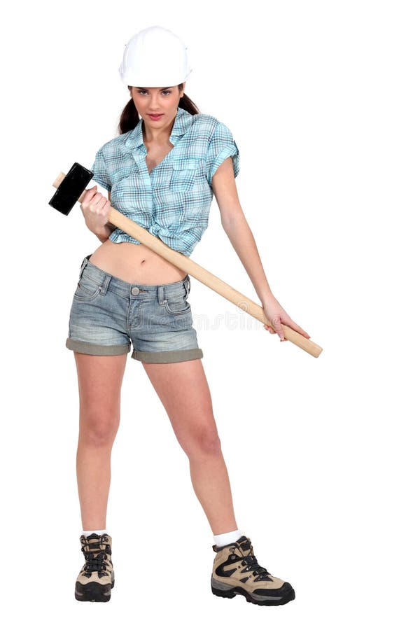 Pretty Girl Sledge Hammer Stock Photos - Free & Royalty-Free Stock ...