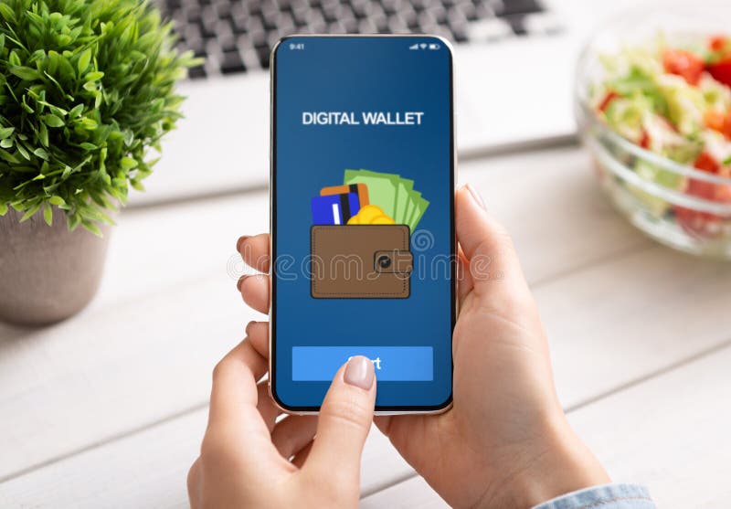 Woman Holding Smartphone with Digital Wallet Application Stock Photo ...