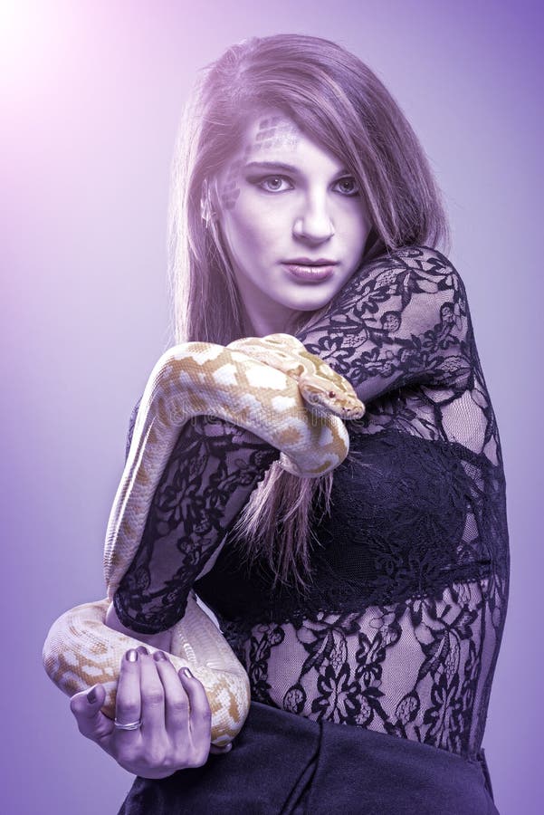 Woman Holds in Her Hand the Snake Stock Image - Image of skin, long ...
