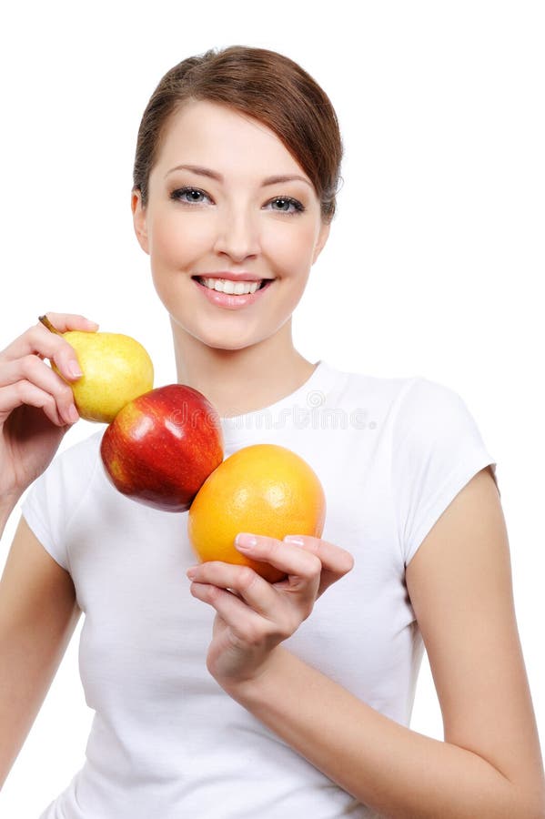 Woman holding some fruits stock image. Image of hand - 10569289