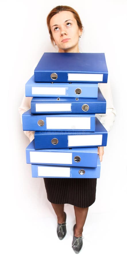 Woman Holding Stack of Folders Stock Image - Image of folders ...