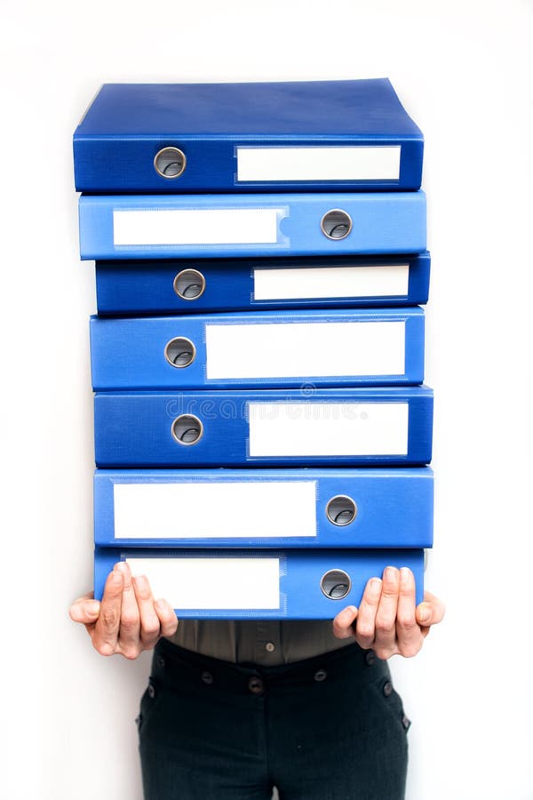 Woman Holding Stack of Folders Stock Photo - Image of bank ...