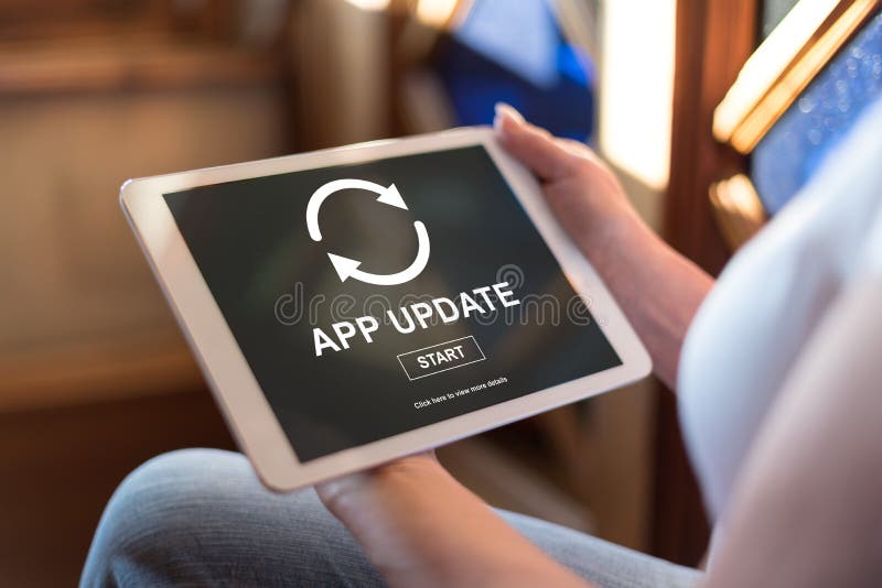 Application Update Concept on a Tablet Stock Photo - Image of internet ...