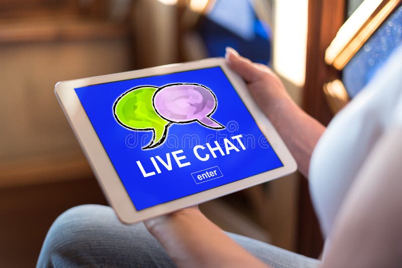 Live Chat Concept on a Tablet Stock Image - Image of live ...