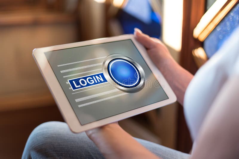 Login concept on a tablet stock image. Image of symbol - 114695413