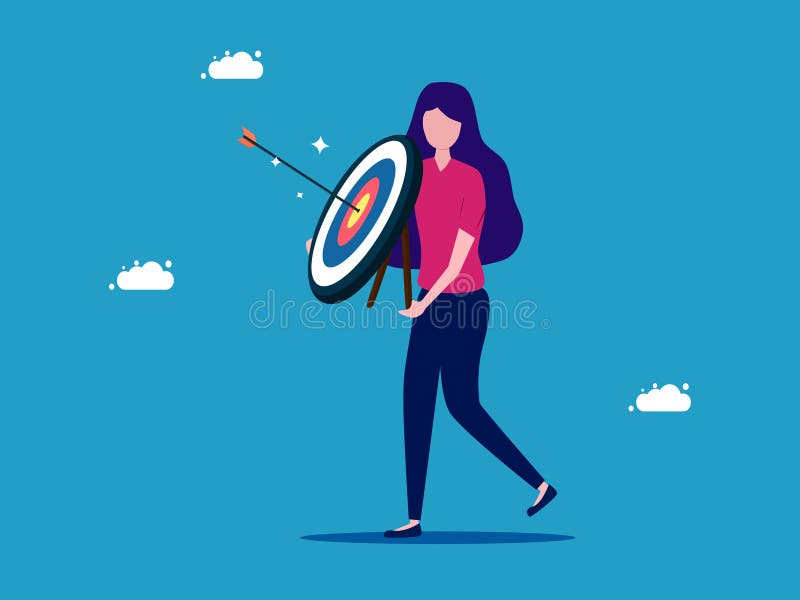 Woman Holding a Target. the Concept of Goals in Life Stock Vector ...