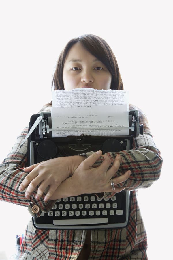 Woman with typewriter. stock image. Image of american - 2425195