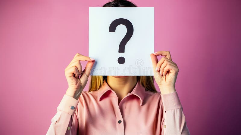 A Woman Holding Up an Empty White Card with the Question Mark Symbol on ...