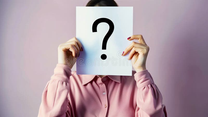 A Woman Holding Up an Empty White Card with the Question Mark Symbol on ...