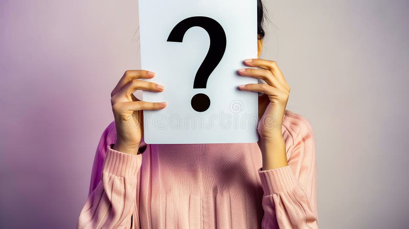 A Woman Holding Up an Empty White Card with the Question Mark Symbol on ...
