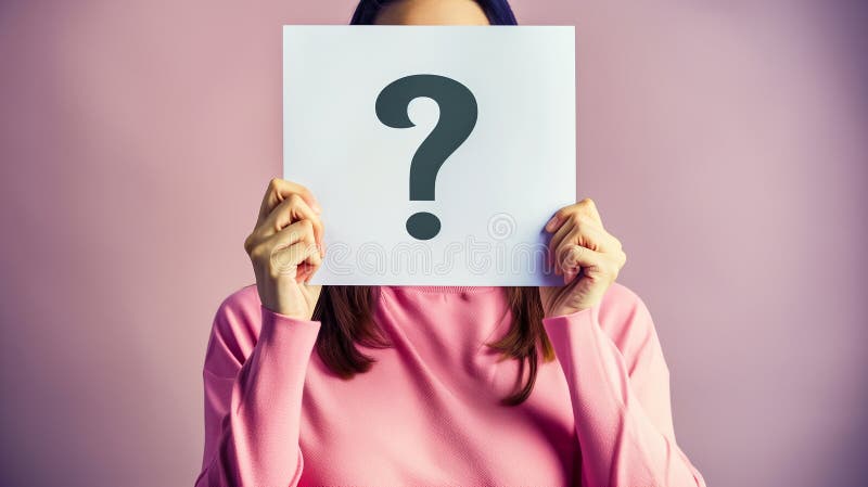A Woman Holding Up an Empty White Card with the Question Mark Symbol on ...