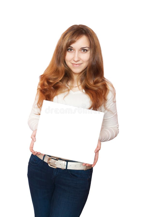 Woman Holding White Empty Form. Stock Photo - Image of academic ...