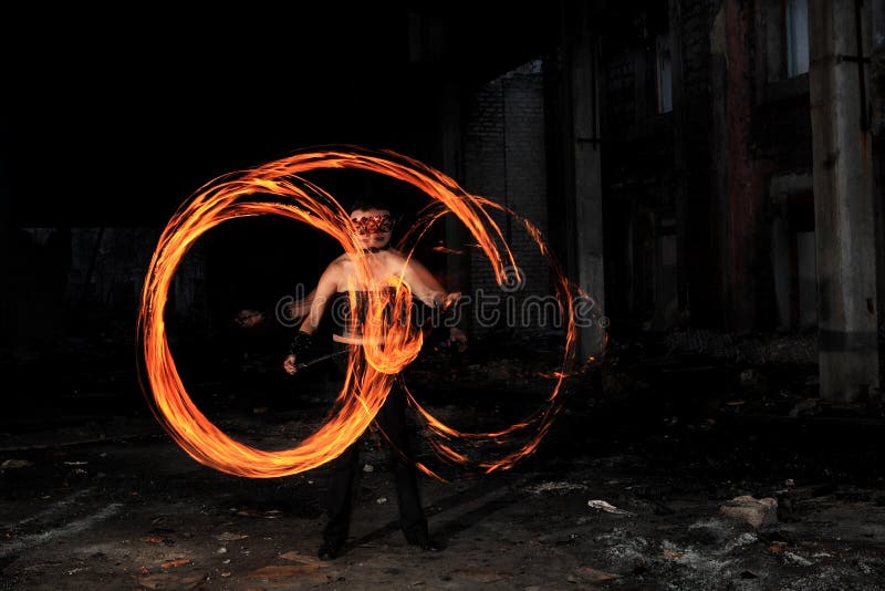 Woman Holds in His Hand the Fire Stock Image - Image of evening ...
