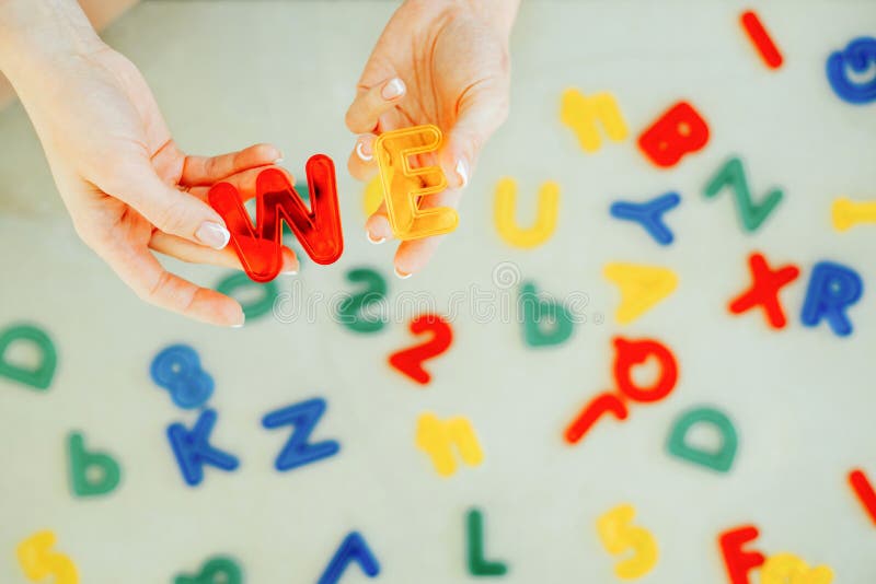 A Woman Holds Letters in Her Hands Stock Photo - Image of gesture ...