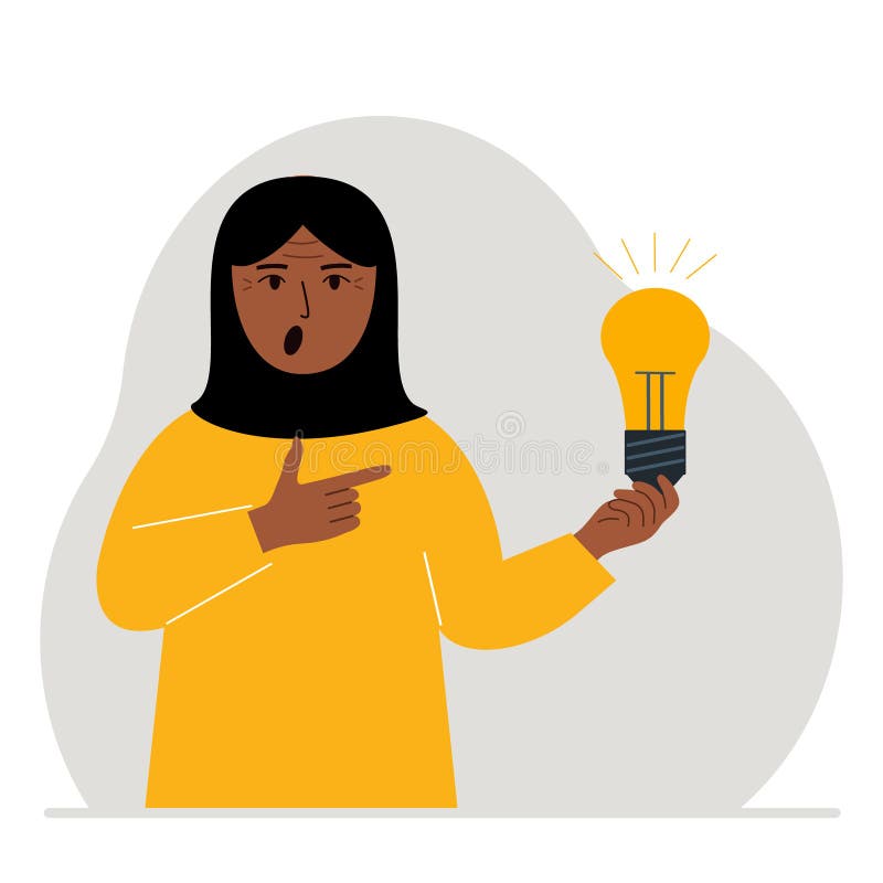 A Woman Holds a Light Bulb in His Hand. Idea Concept, Brainstorming ...