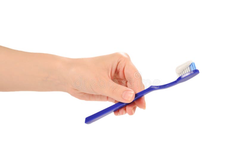 Woman Holds Toothbrush with Toothpaste in Her Hand Isolated on White ...