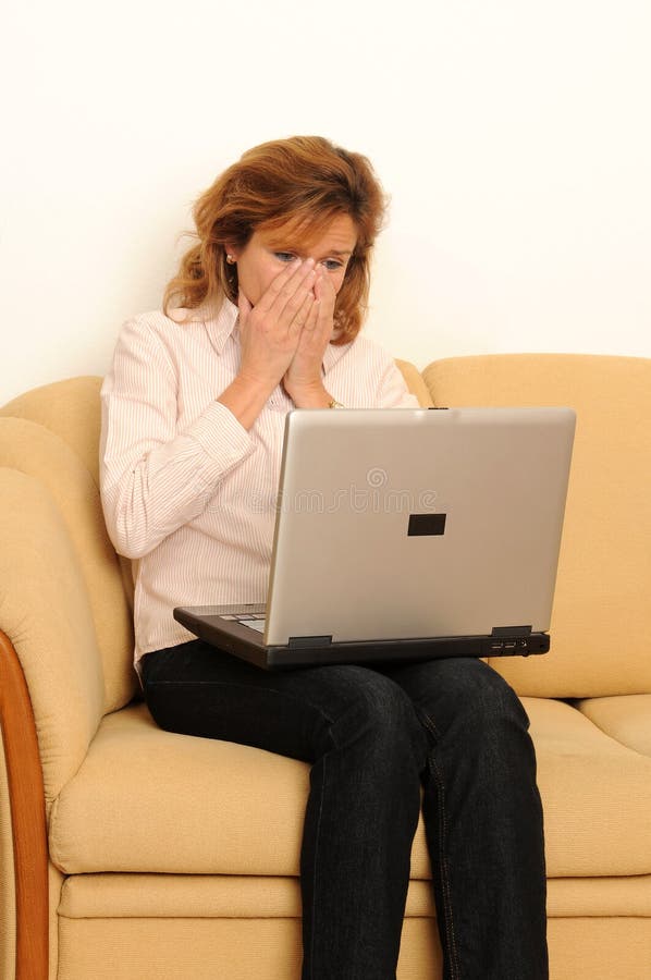 Woman at home stock photo. Image of scared, astonished - 7160126