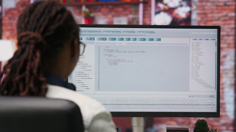 Woman in Home Office Looking at UI on PC Screen, Typing Code Stock Footage - Video of work, data ...
